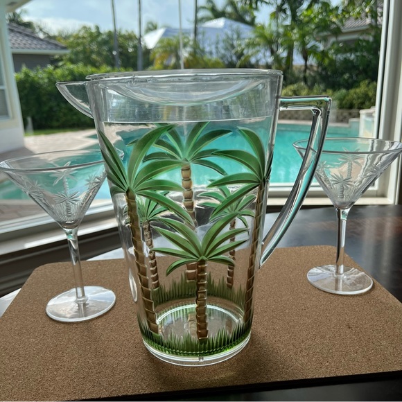 Dining | Palm Tree Pitcher Martini Glasses | Poshmark